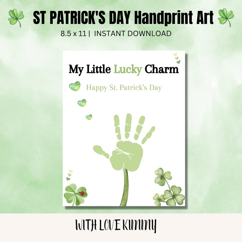 ST Patricks Day Handprint Craft ART Printable, St Patrick's Day ...