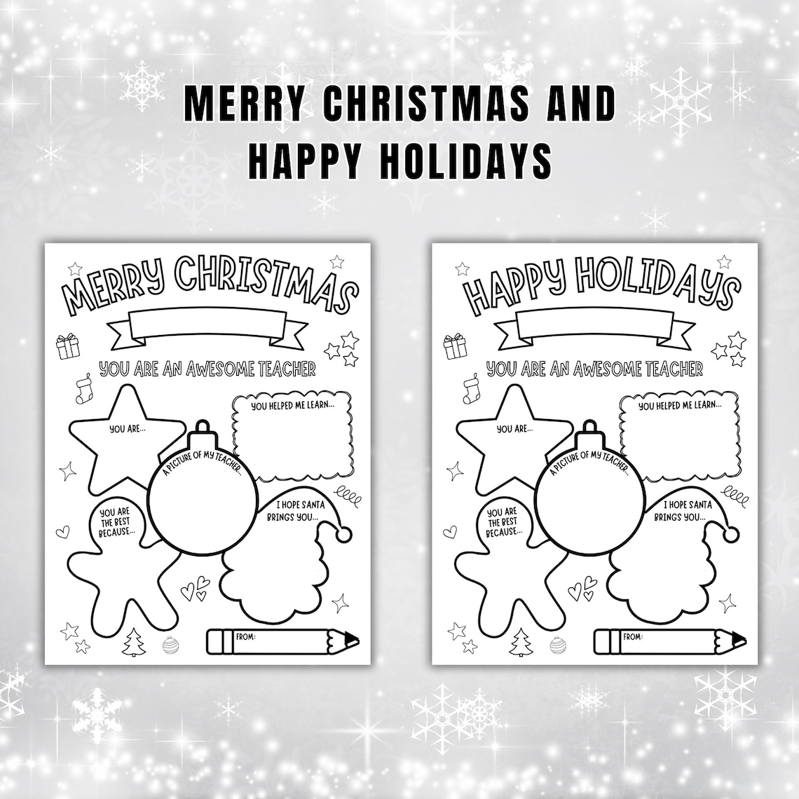 Teacher Christmas Appreciation Gift Printable Teacher Holiday - Etsy