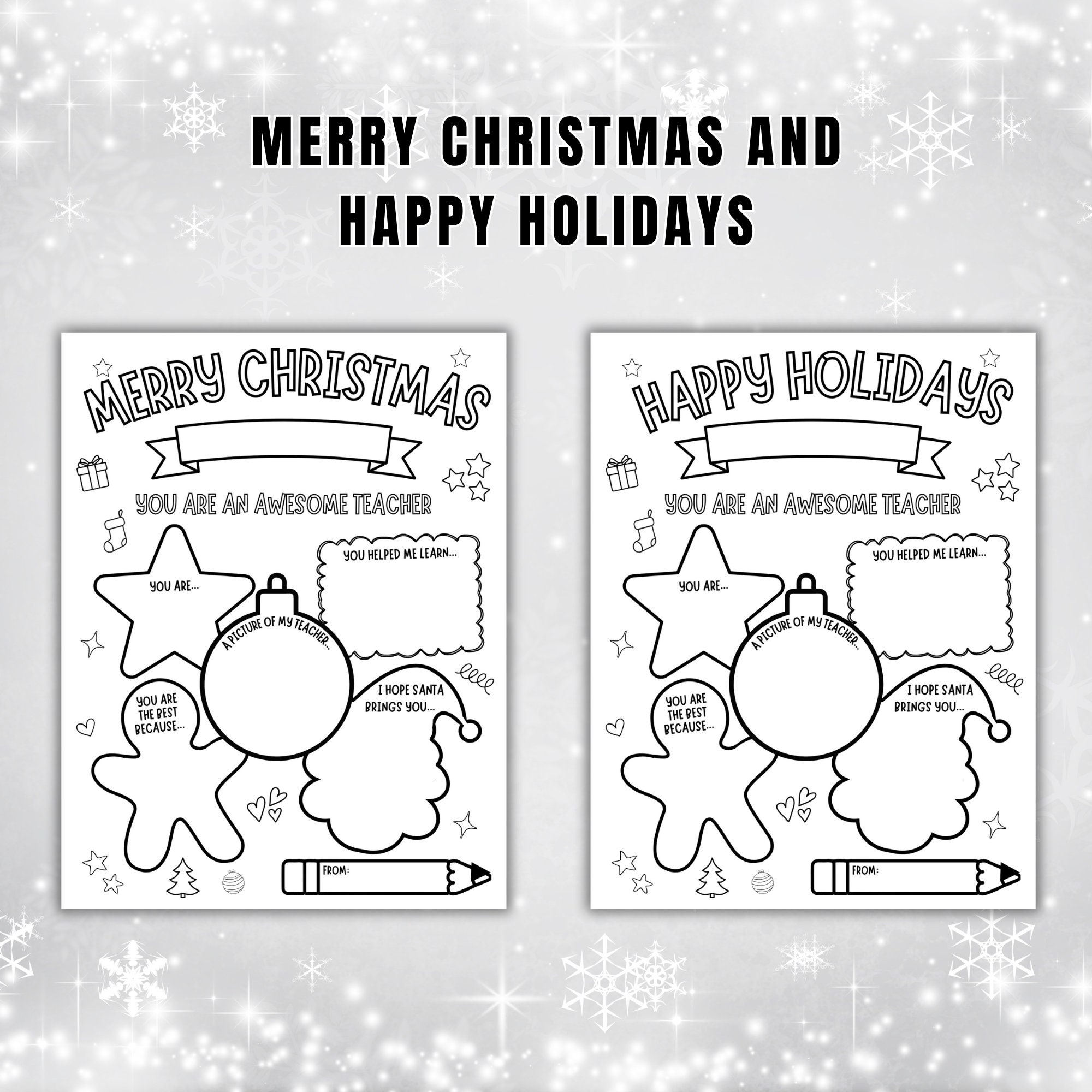 Teacher Christmas Appreciation Gift, Printable Teacher Holiday Gift ...