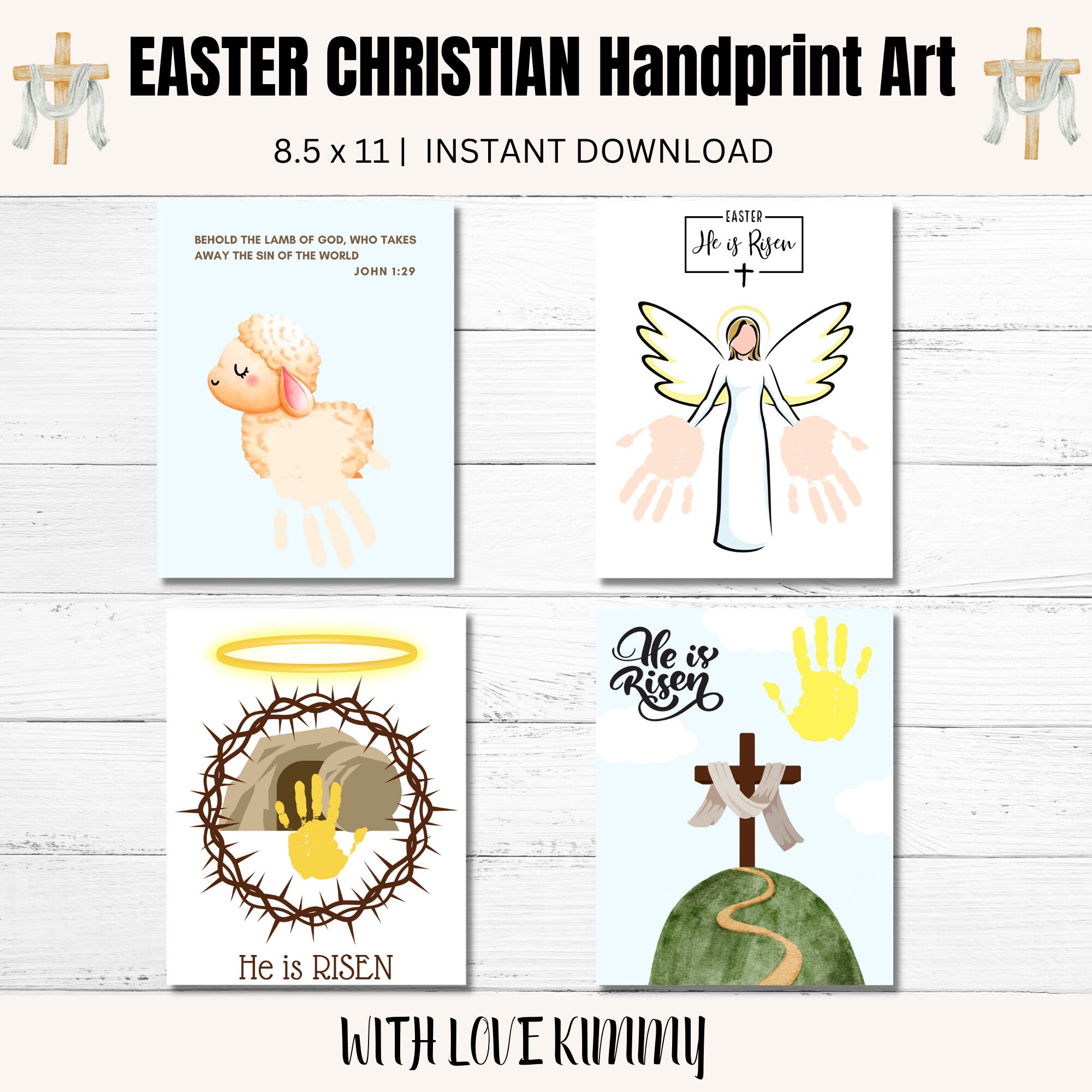 Easter Christian Handprint Footprint Craft Printable Bundle, Preschool ...
