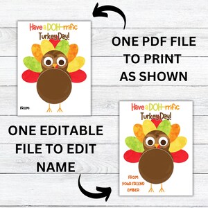 Kids Thanksgiving Play Dough Cards, Class Thanksgiving Favors Tags ...