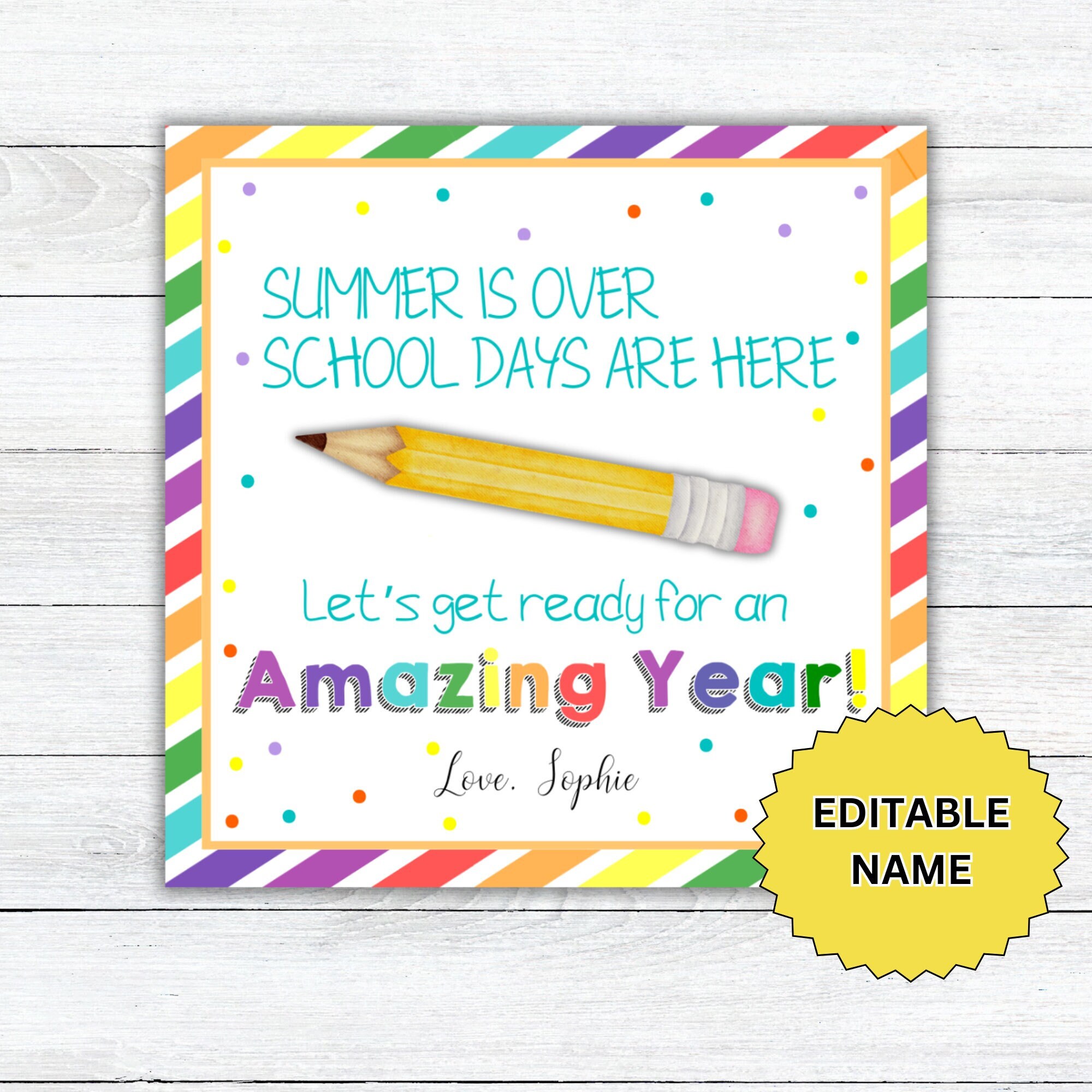 Editable Back to School Gift Tag, Amazing School Year Student Gift ...