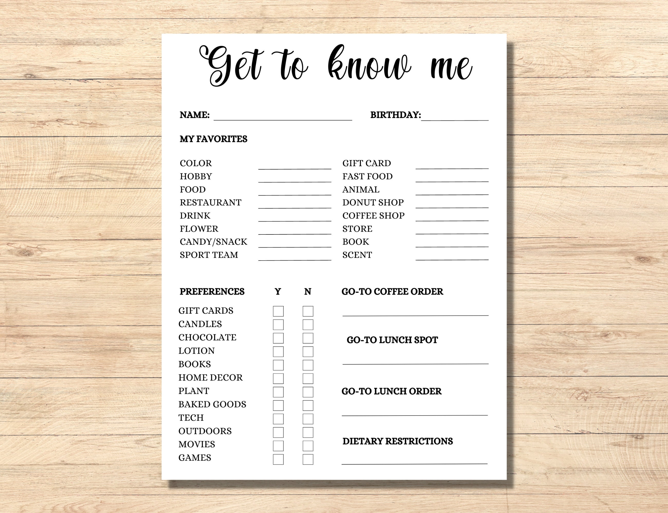 Get to Know Me Survey, Get to Know Me Questionnaire, Coworkers ...