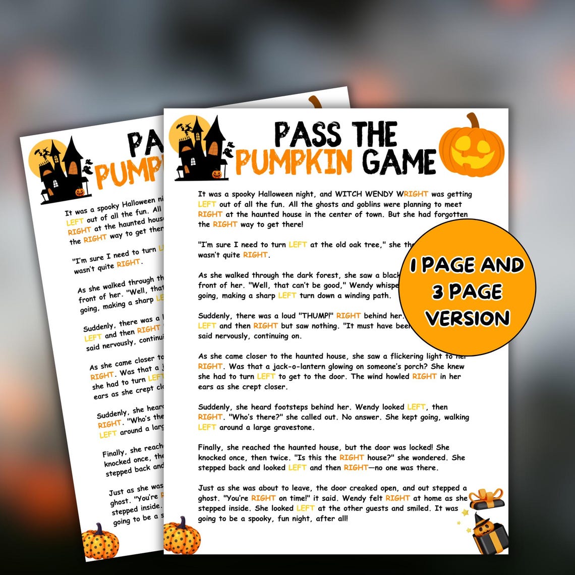 Halloween Pass the Pumpkin Game, Halloween Party Activity, Halloween ...