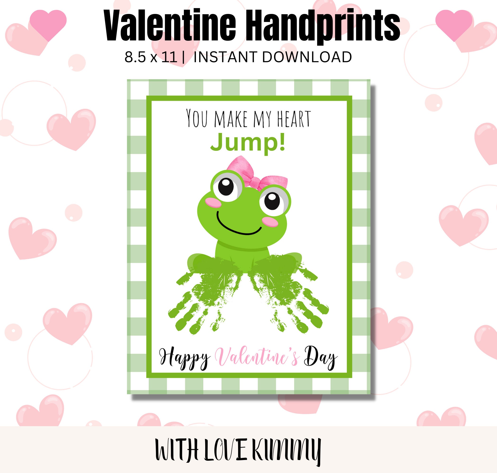 Valentine Handprint Craft ART Printable, Valentine Preschool Art ...