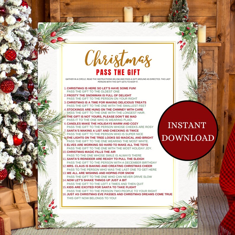Christmas Pass the Gift Game, Christmas Party Group Game , Pass the ...