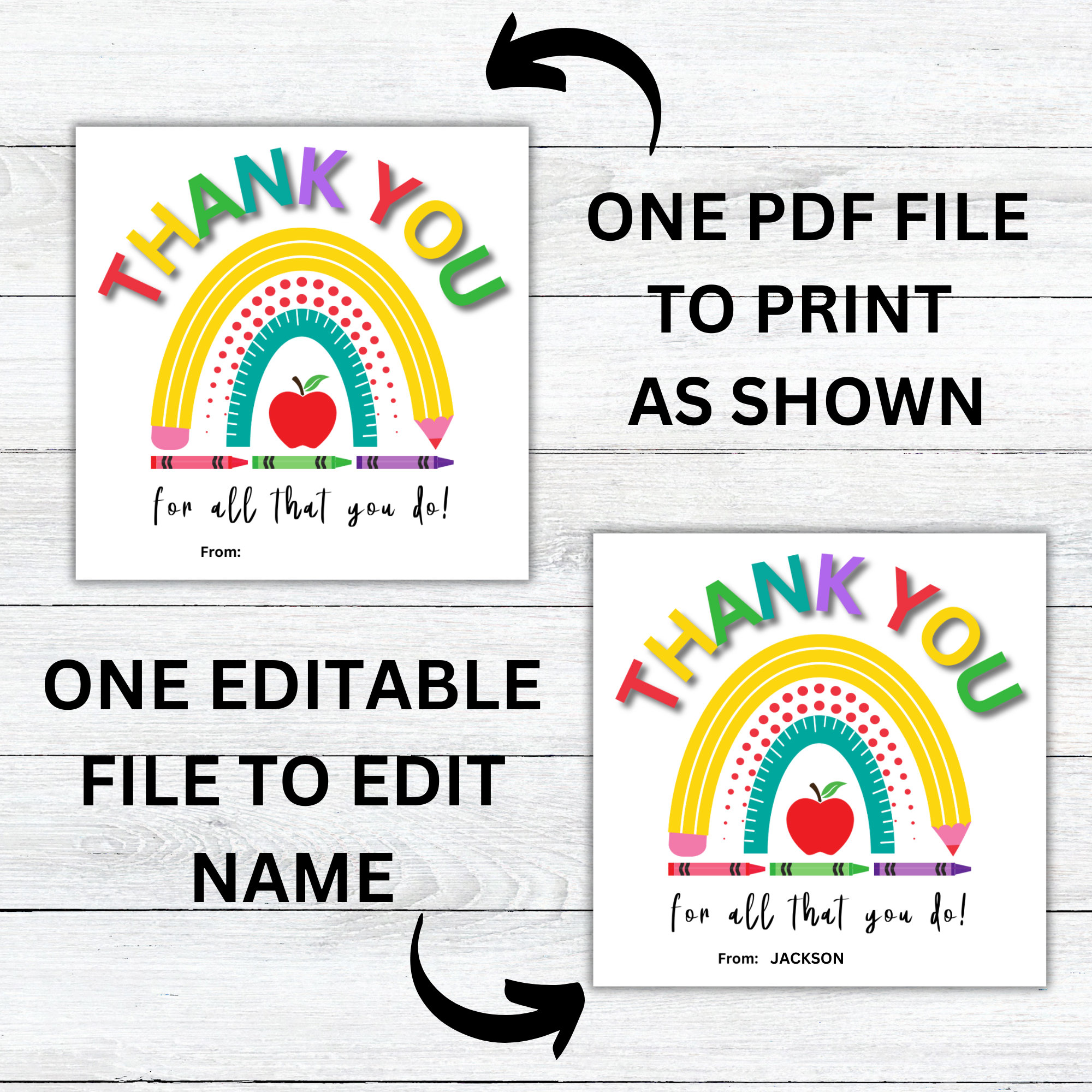 Editable Thank You Teacher Gift Tag, Teacher Appreciation Week, End of ...