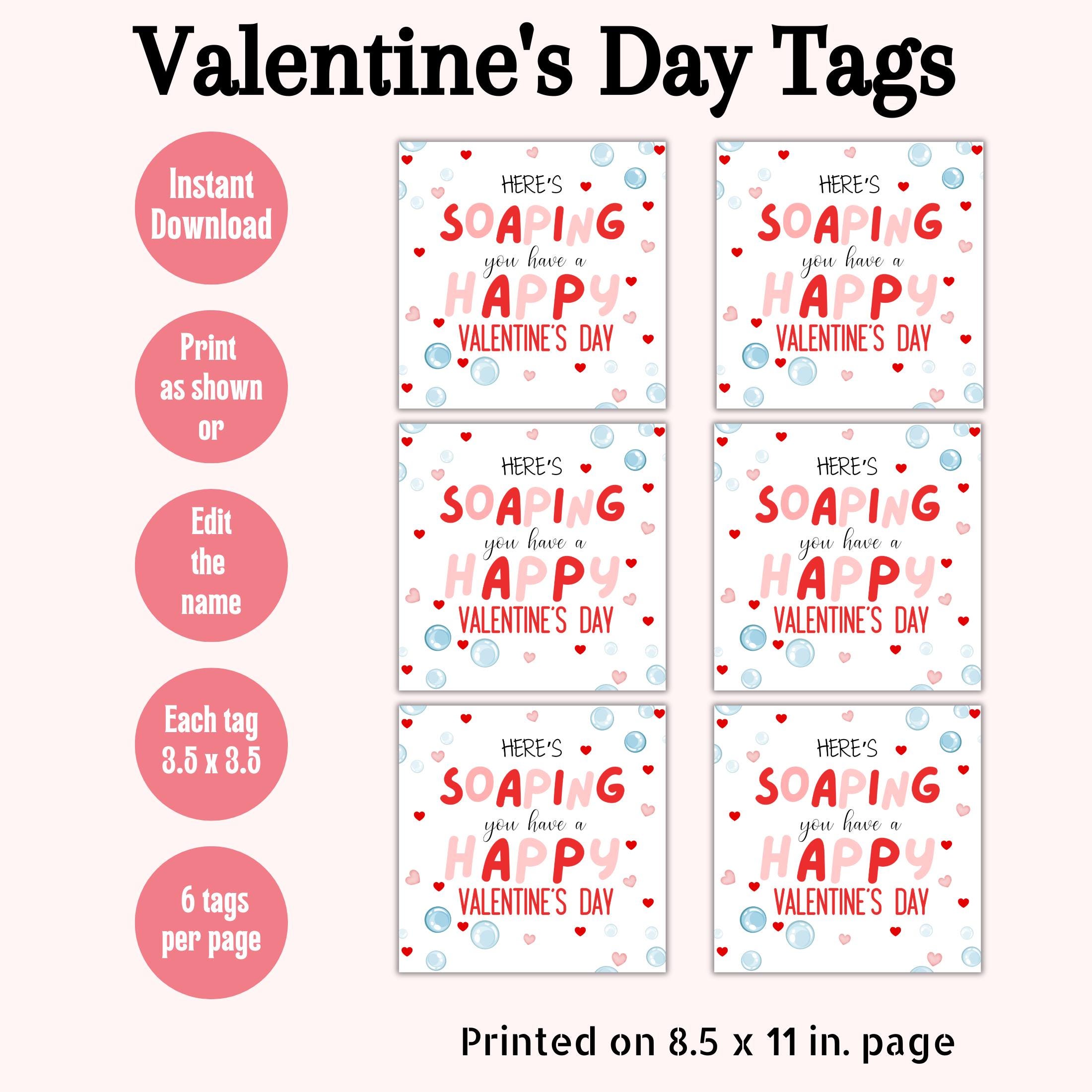 Soapin' Valentines Gift Tag, Printable Valentine Tag, Soapin You Have a ...