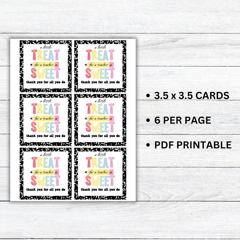 Teacher Sweet Treat Gift Tag, Teacher Appreciation, Baked Snack Teacher ...