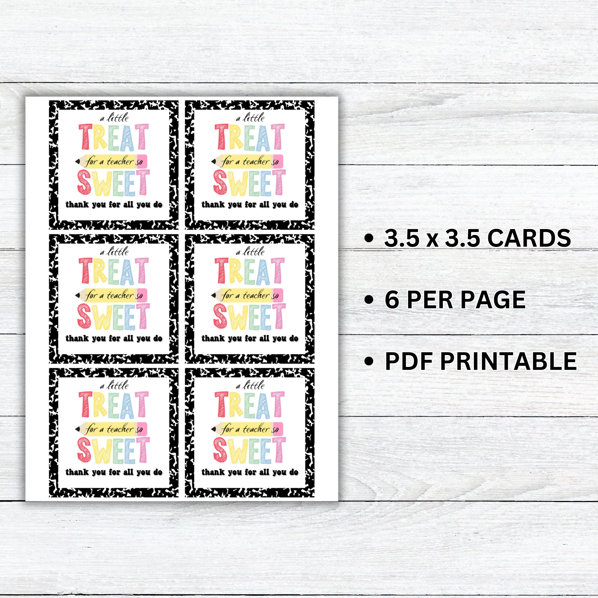 Teacher Sweet Treat Gift Tag, Teacher Appreciation, Baked Snack Teacher ...