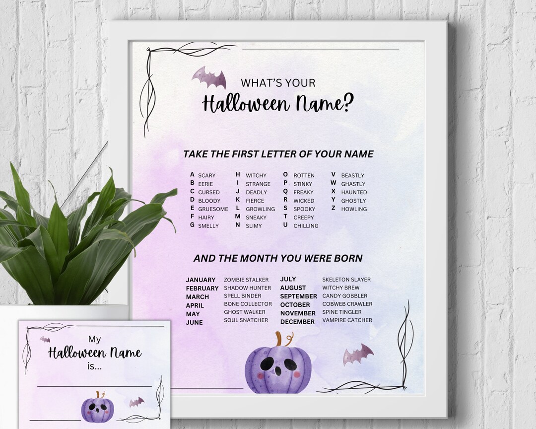 What's Your Halloween Name Game, Halloween Party Activity, Halloween ...
