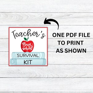 Teacher Survival Kit Gift Tag, Back to School Teacher Gift, Teacher ...