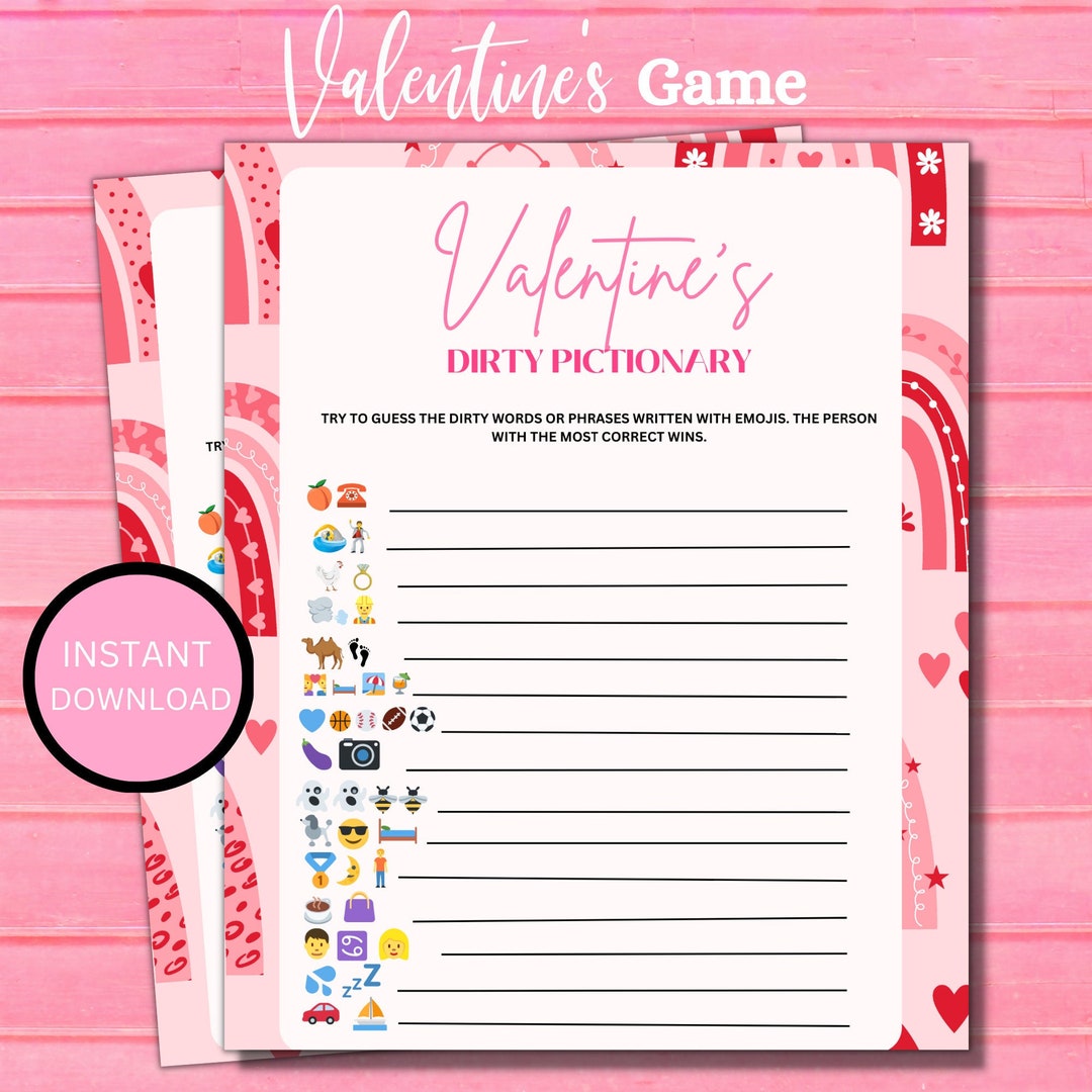 Printable Valentine's Day Game, Dirty Pictionary Game and Activity ...