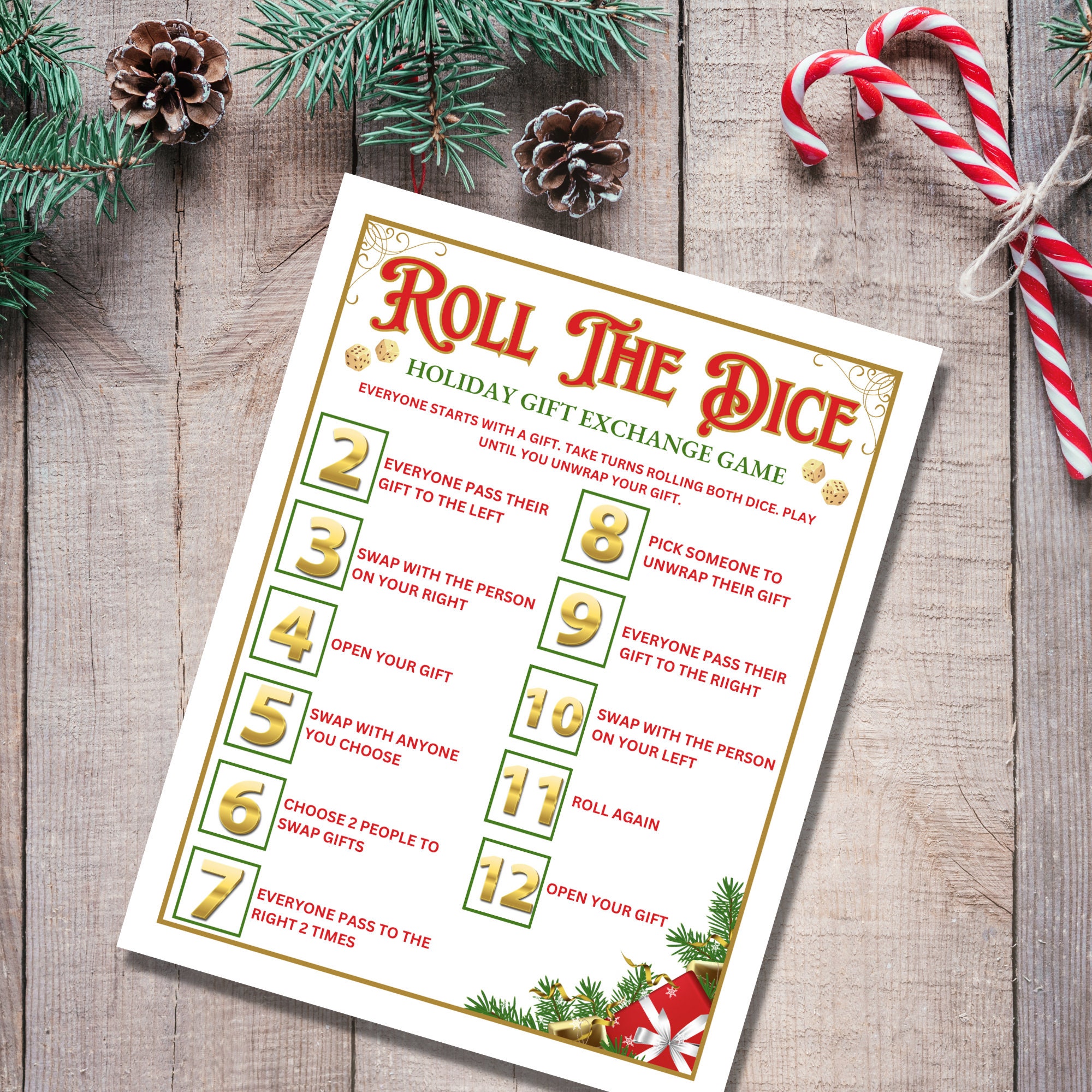 Roll the Dice Holiday Gift Exchange Game, Holiday Fun Gift Swap ...