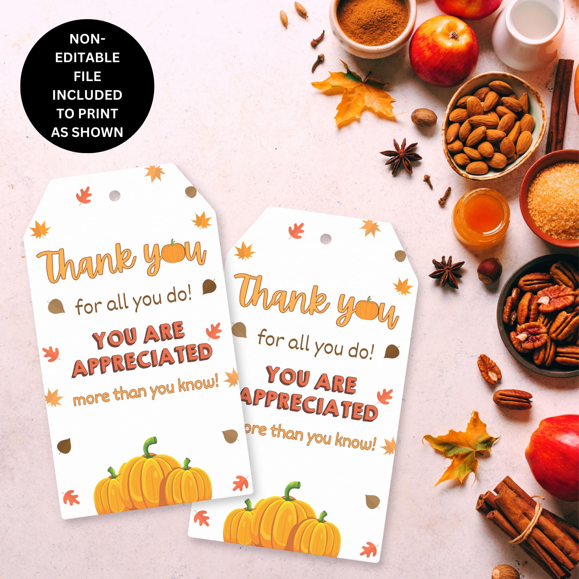 Autumn Fall Thank You Tags, Staff Appreciation, Teacher Gift ...