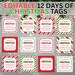 12 Days of Christmas EDITABLE Cards, Printable Christmas Gift Tags ...