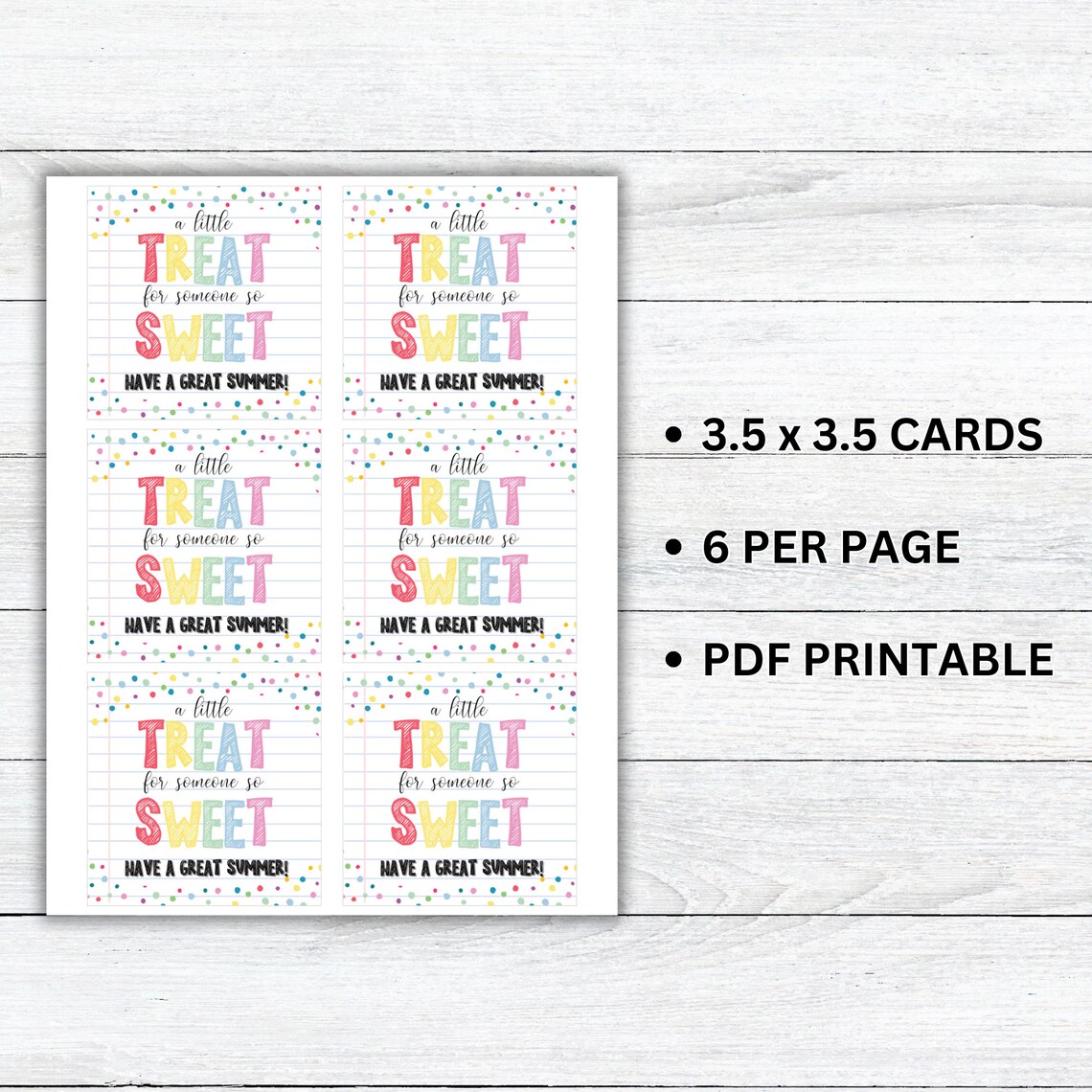 Sweet Treat Summer Gift Tag, End of School Year Teacher Gift, Last Day ...