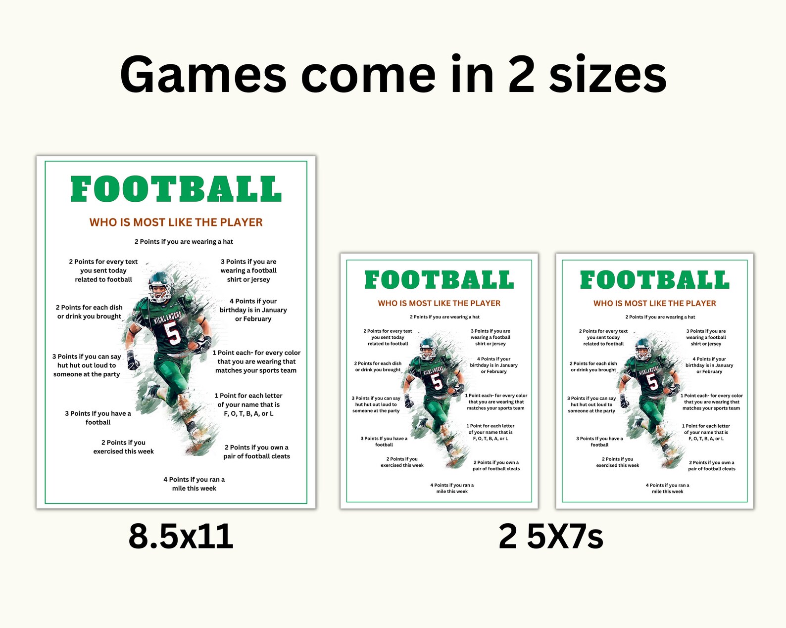Football Games Bundle, Football Party Games, Football Birthday Party ...