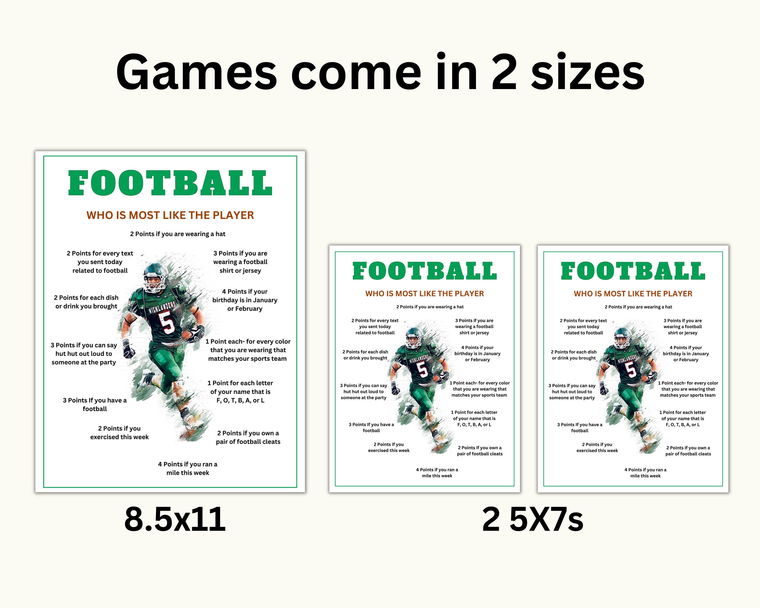 Football Games Bundle, Football Party Games, Football Birthday Party ...