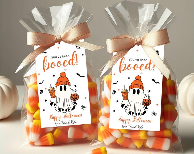 PRINTABLE You've Been Booed Tags, Kids Halloween Tags, Black and White ...