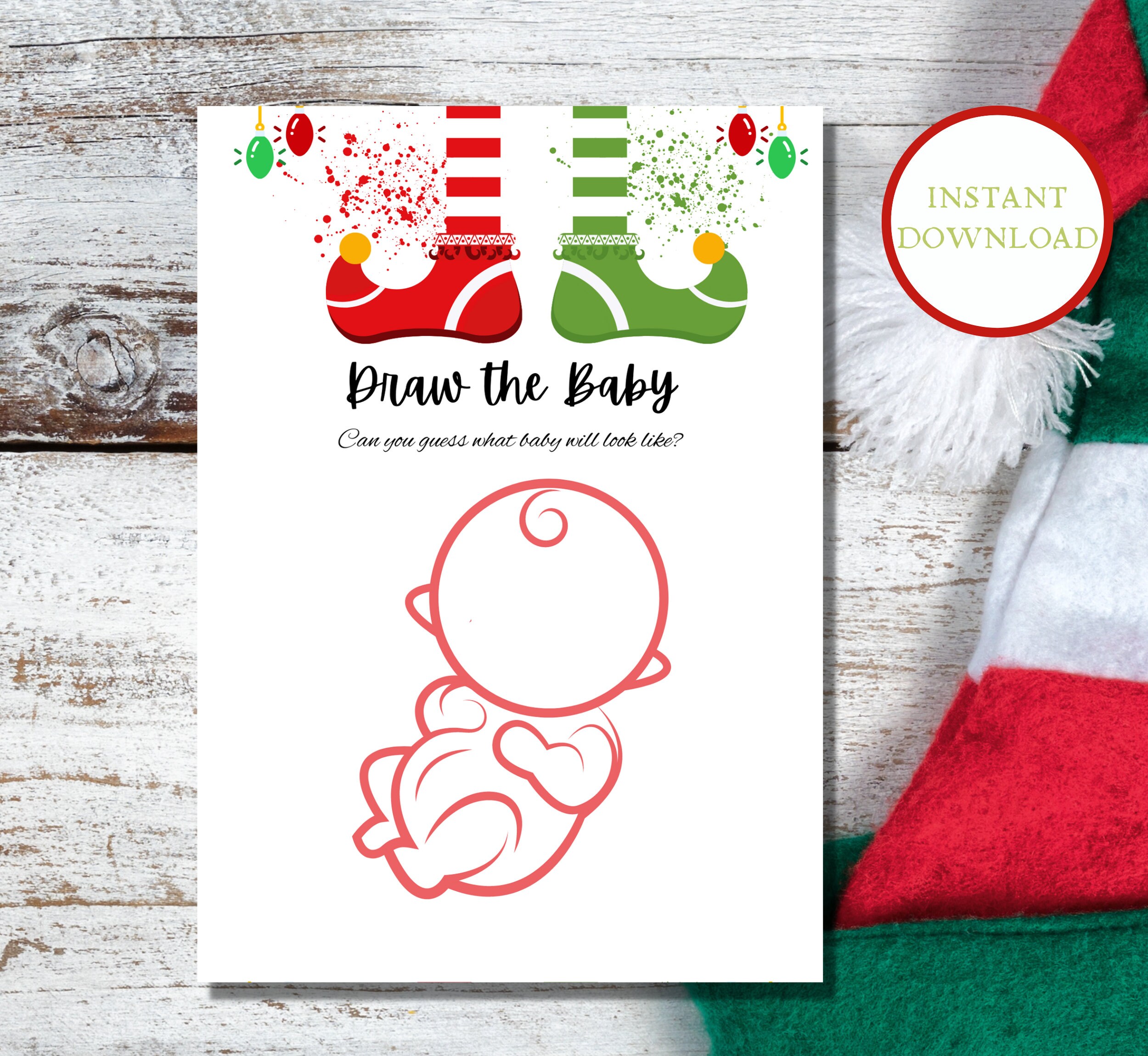 Baby Gender Reveal Printable Games in Elf Shoe Theme Are Perfect for ...