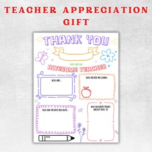 Teacher Appreciation Gift, Printable Teacher Gift Card, Thank You ...