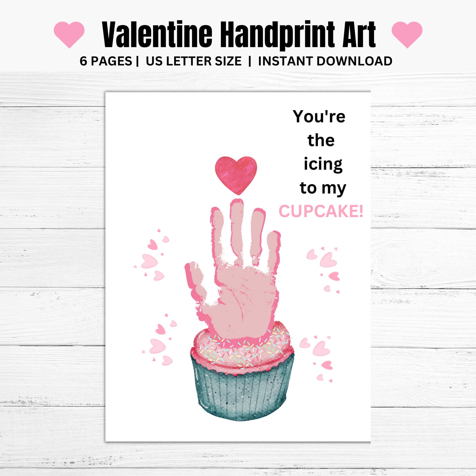 Valentine Handprint Craft ART Printable, Valentine Preschool Art ...