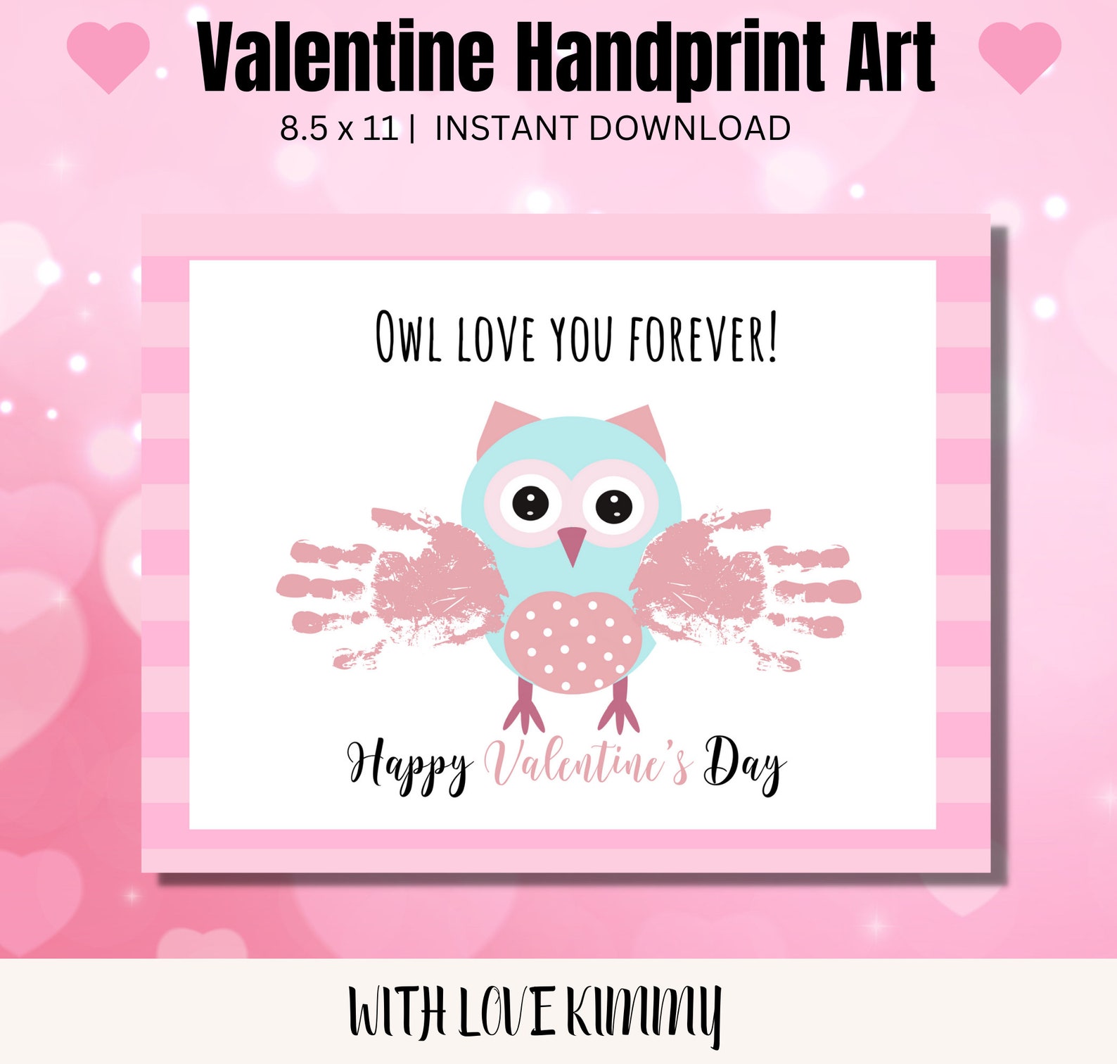 Valentine Handprint Craft ART Printable, Valentine Preschool Art ...
