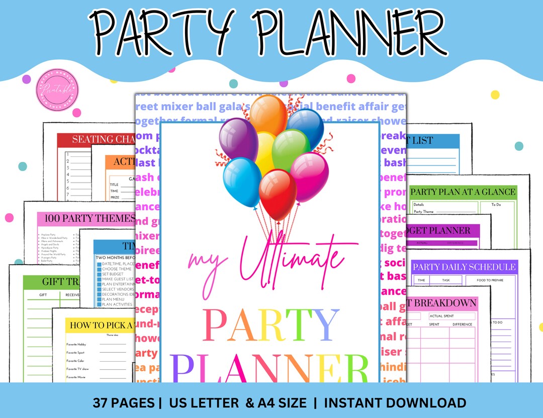 Printable Party Planner, Happy Birthday Party Organizer, Surprise Party ...