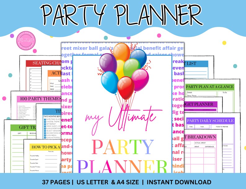 Printable Party Planner, Happy Birthday Party Organizer, Surprise Party ...