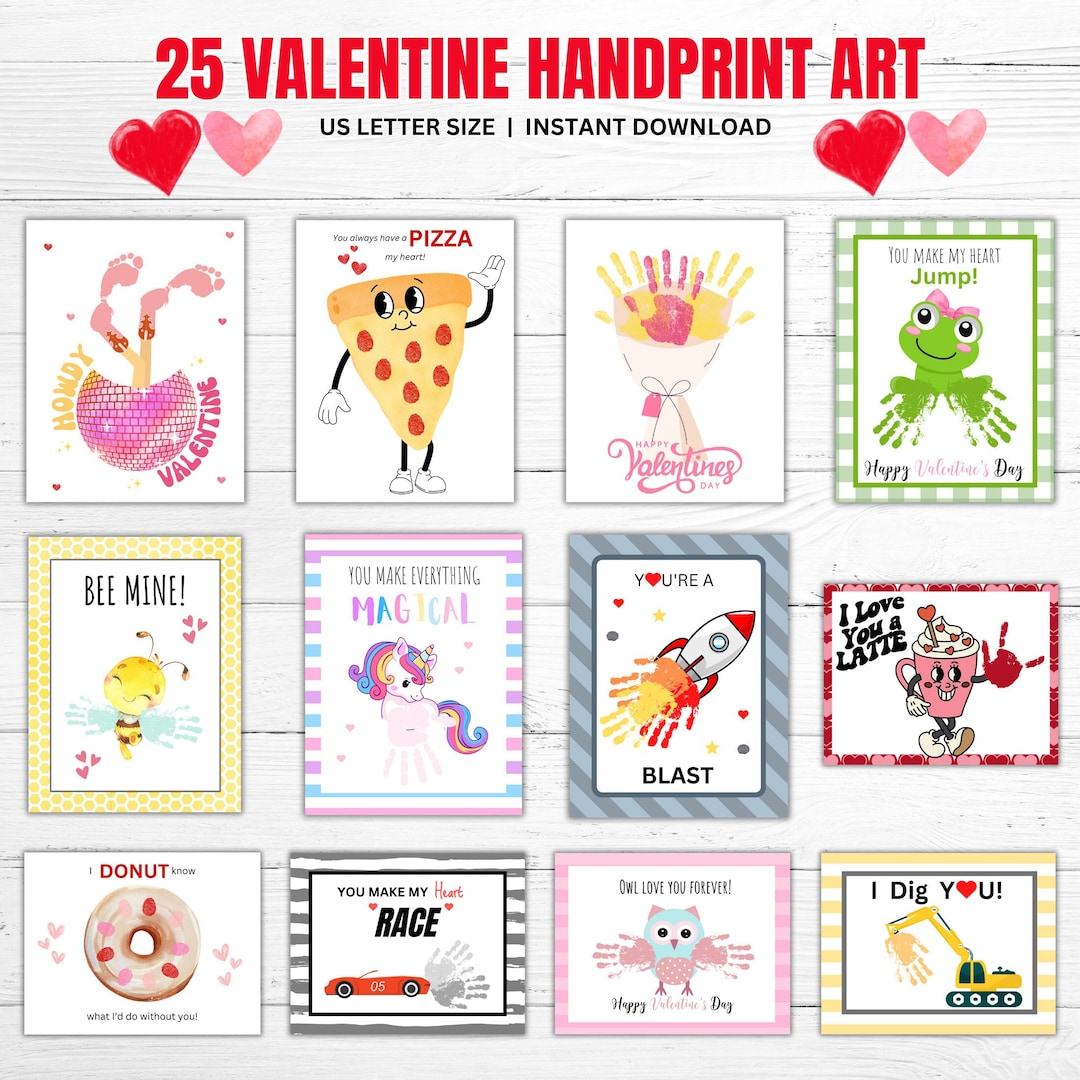 Valentine Handprint Craft Printable Bundle, Valentine Preschool Craft ...