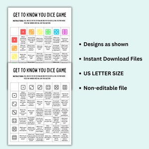 Get to Know You Dice Game, Get to Know You Icebreaker Game, Games for ...