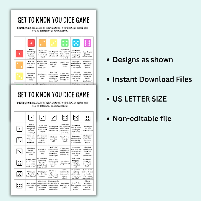 Get to Know You Dice Game, Get to Know You Icebreaker Game, Games for ...