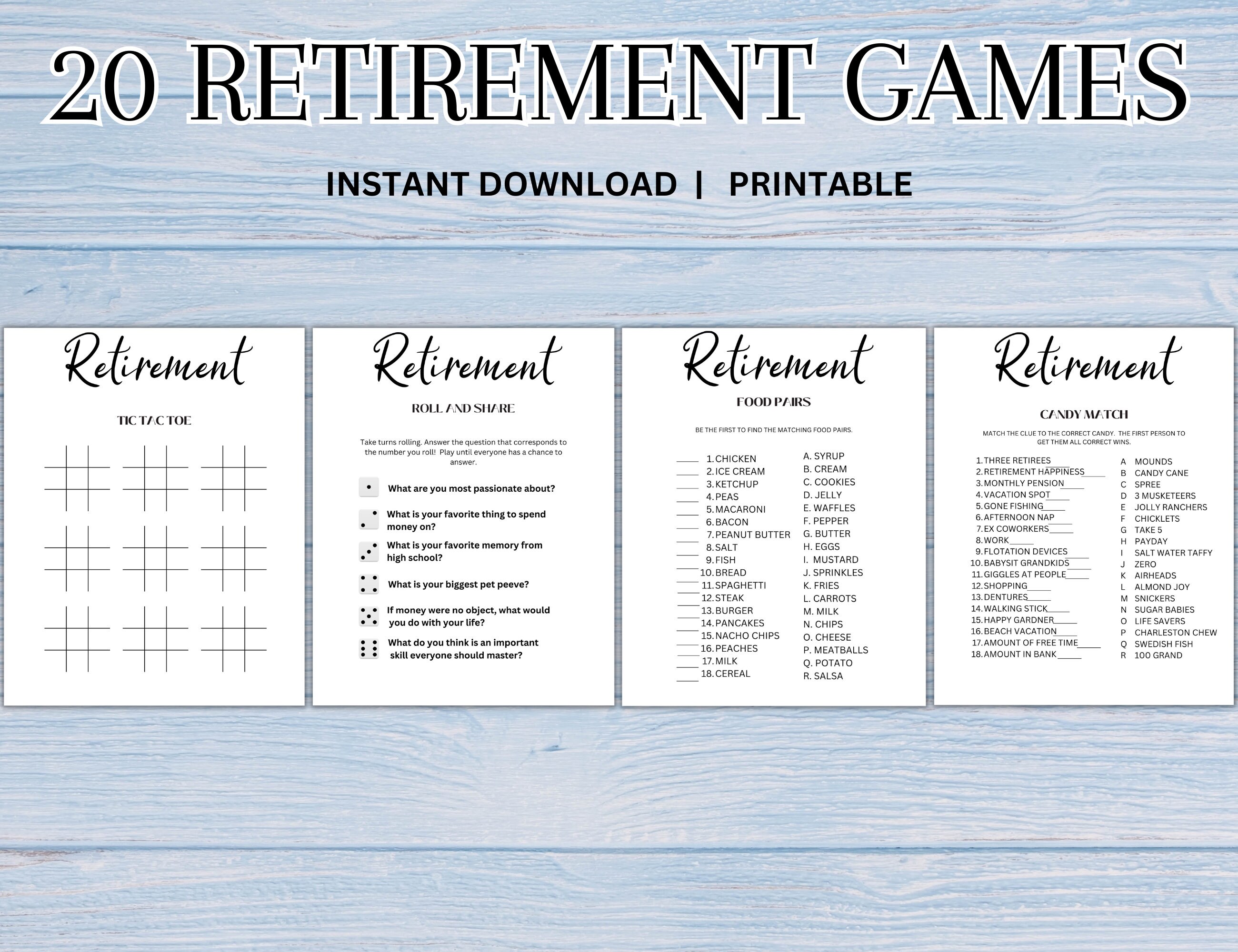 Retirement Party Games, Retirement Games Bundle, Printable Retirement ...
