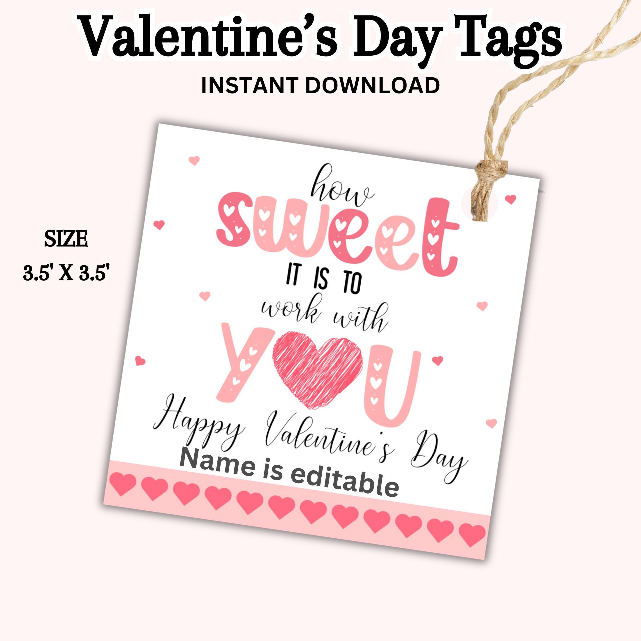 Coworker Valentines Gift Tag, Printable Valentine Tag, Valentines Day ...