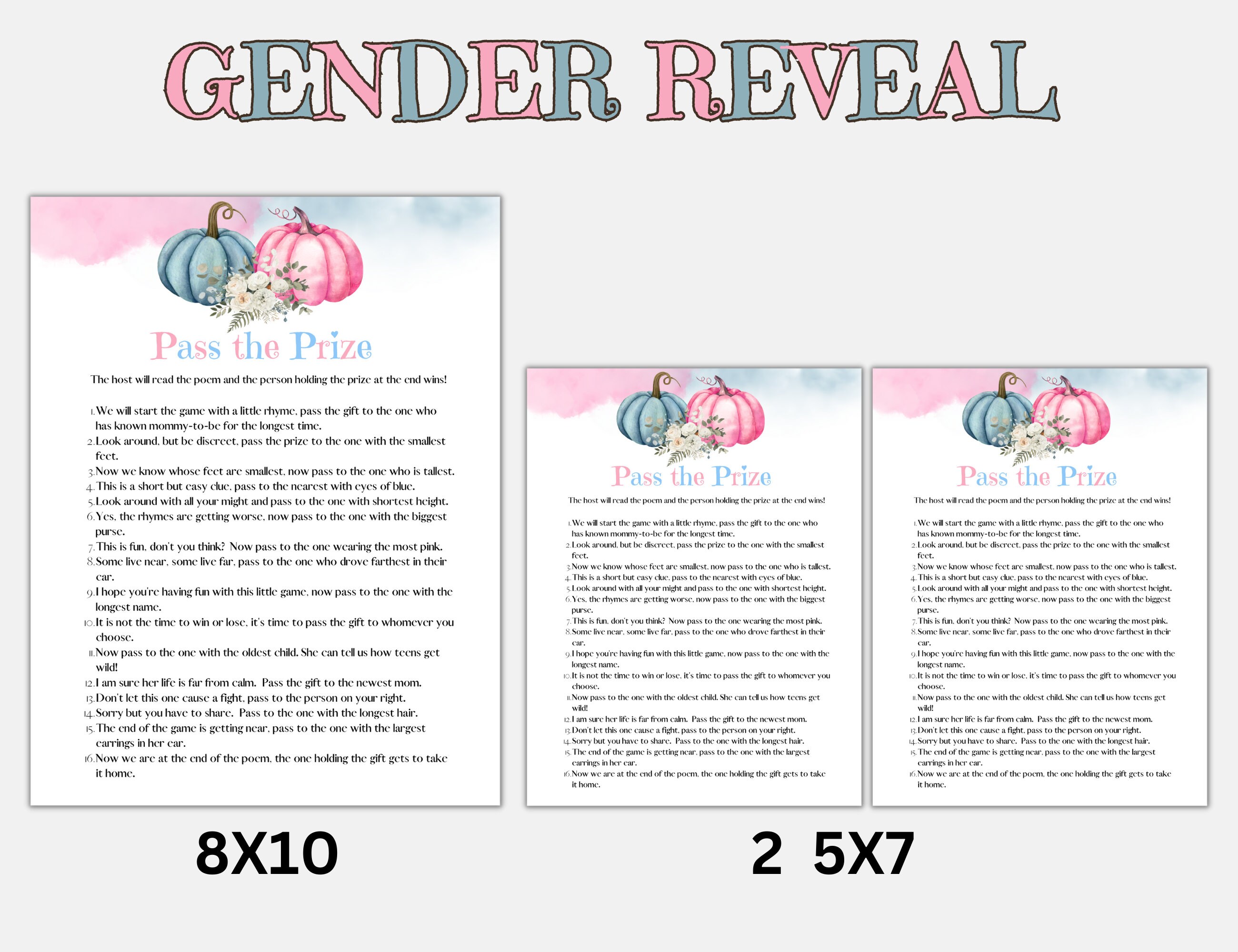 Fall Pumpkin Gender Reveal Games Bundle, Fall Gender Reveal, Gender ...
