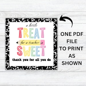 Teacher Sweet Treat Gift Tag, Teacher Appreciation, Baked Snack Teacher ...