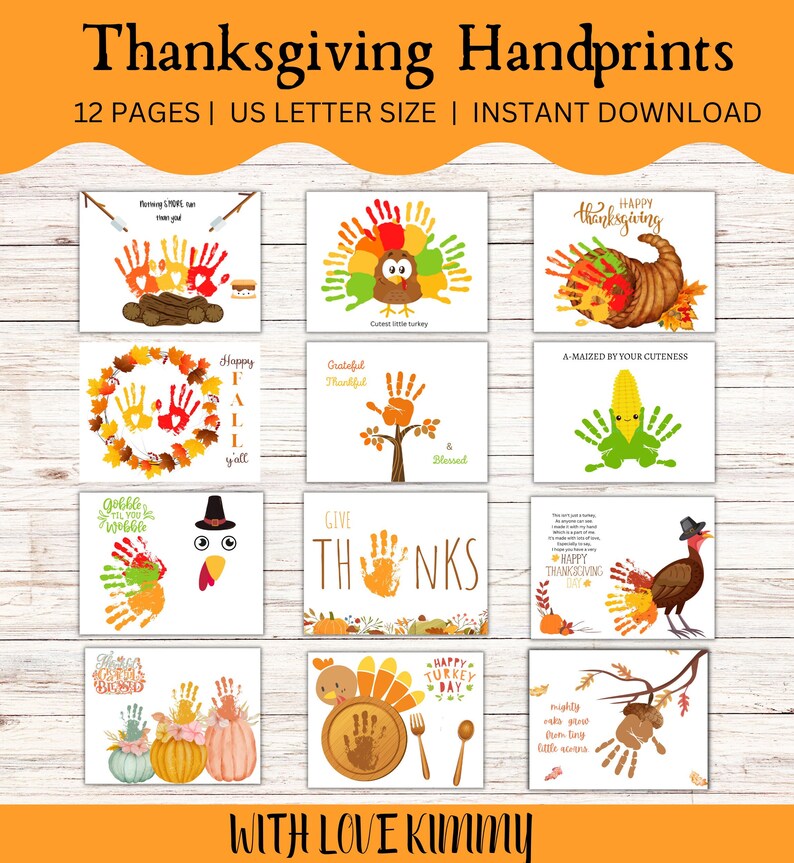 Thanksgiving Handprint Craft Printable Bundle, Thanksgiving Preschool ...