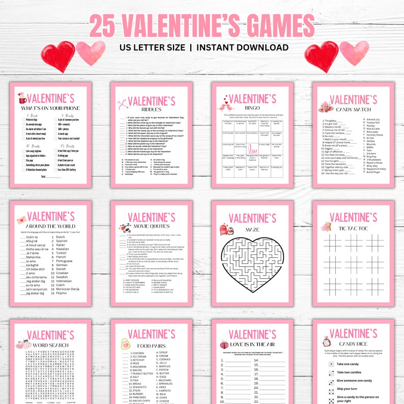 Printable Valentine's Day Game Bundle, Party Games and Activities ...