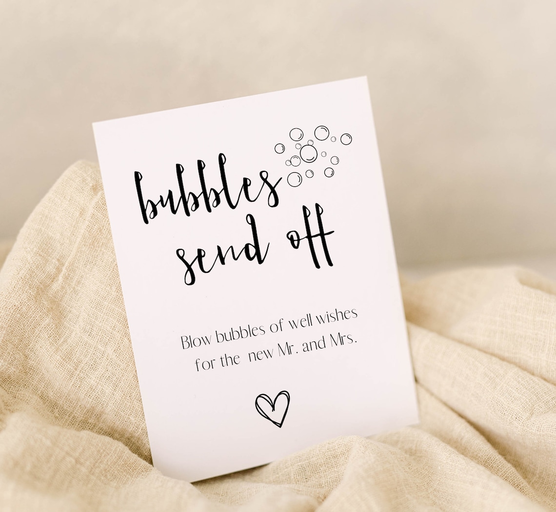 Printable Wedding Bubbles Sign Modern Wedding Signs Template - Etsy