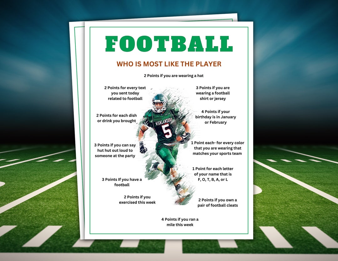 Football Game, Who is Most Like the Player, Football Party Game ...