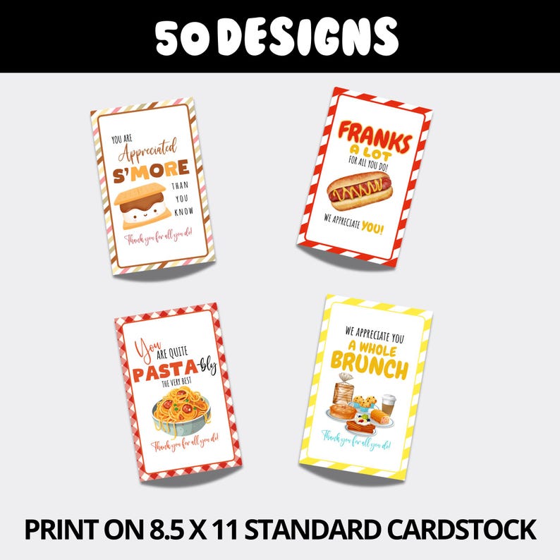 50 Appreciation Food Tags, Staff Teacher Team Employee Appreciation Day ...