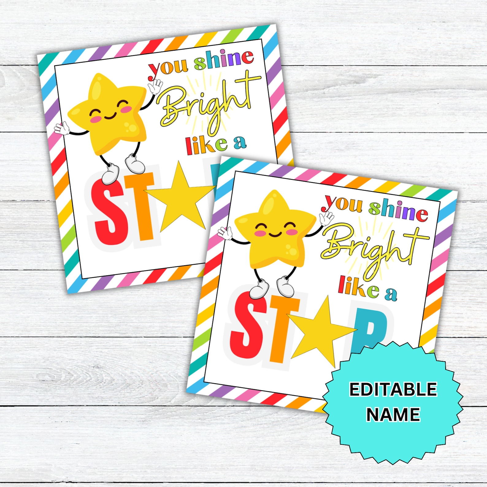 Editable You Shine Bright Like a Star Gift Tag, Teacher Appreciation ...