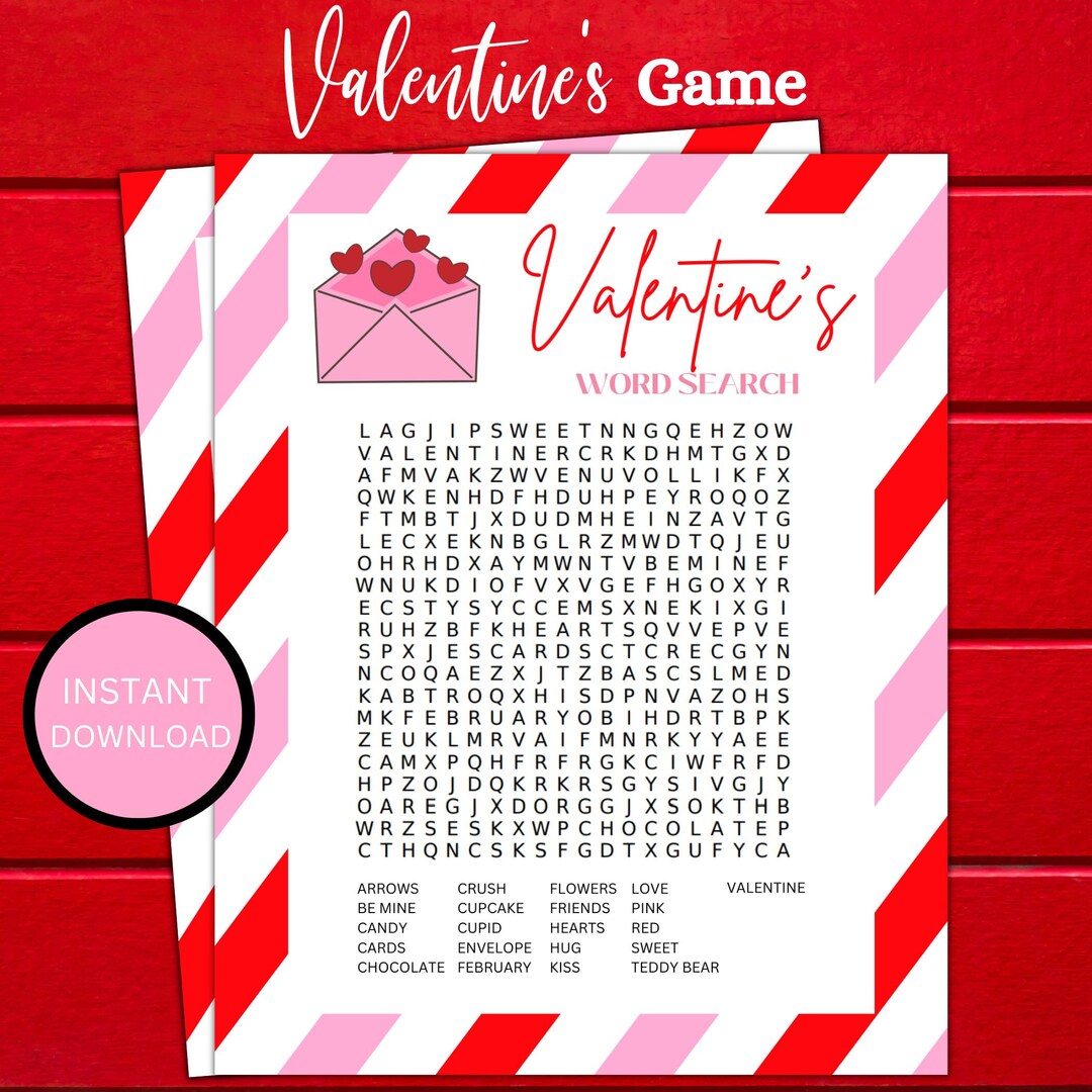Printable Valentine's Day Game, WORD SEARCH Party Game and Activity ...