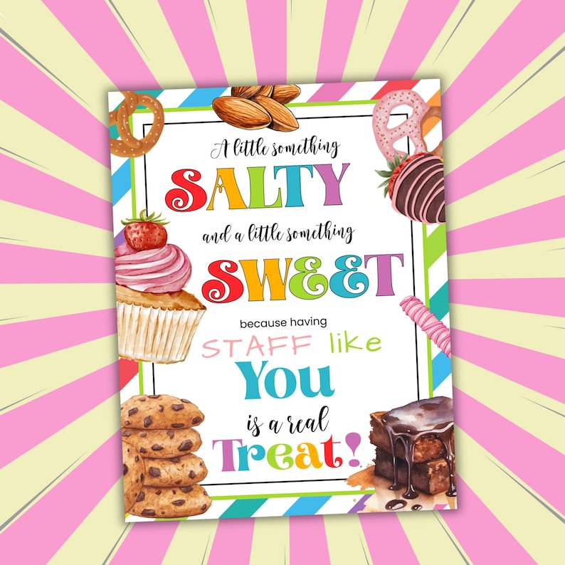 Sweet and Salty Staff Appreciation Sign, Teacher Nurse Employee ...