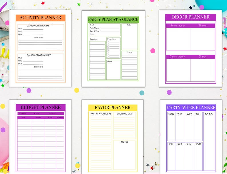 Printable Party Planner, Happy Birthday Party Organizer, Surprise Party ...