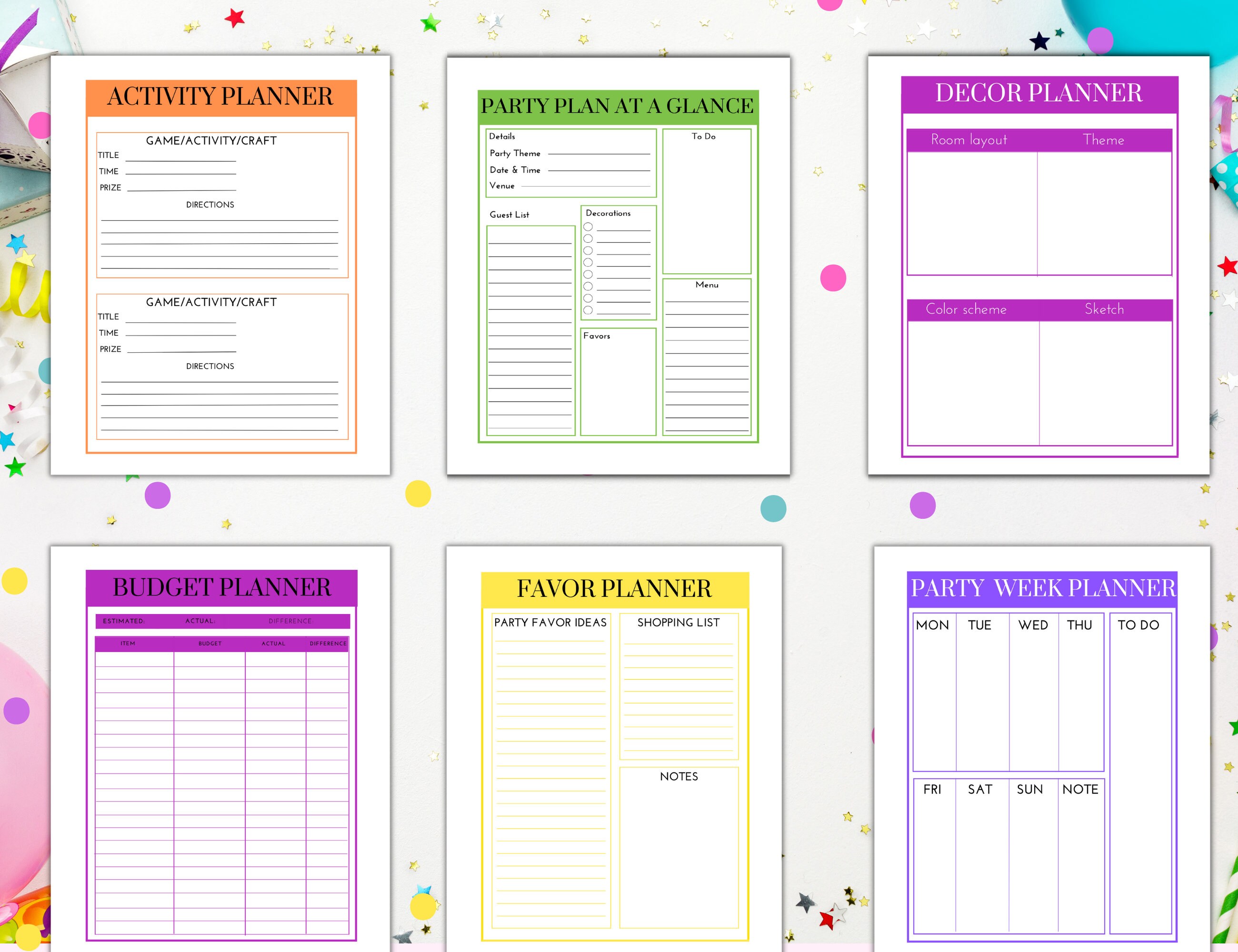 Printable Party Planner, Happy Birthday Party Organizer, Surprise Party ...