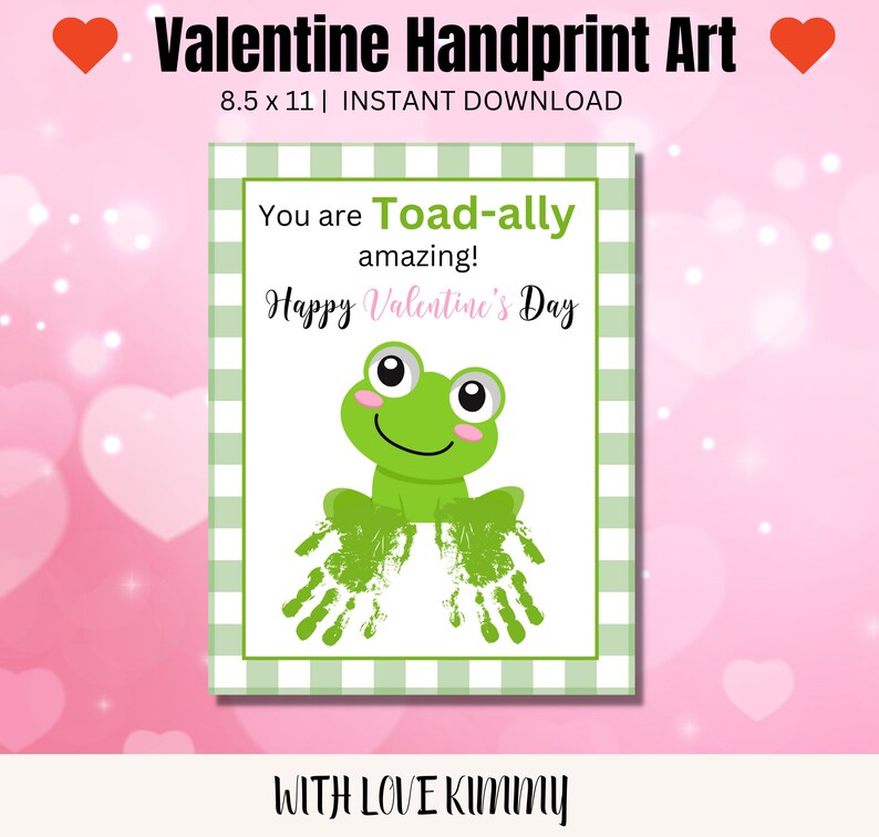 Valentine Handprint Craft ART Printable, Valentine Preschool Art ...