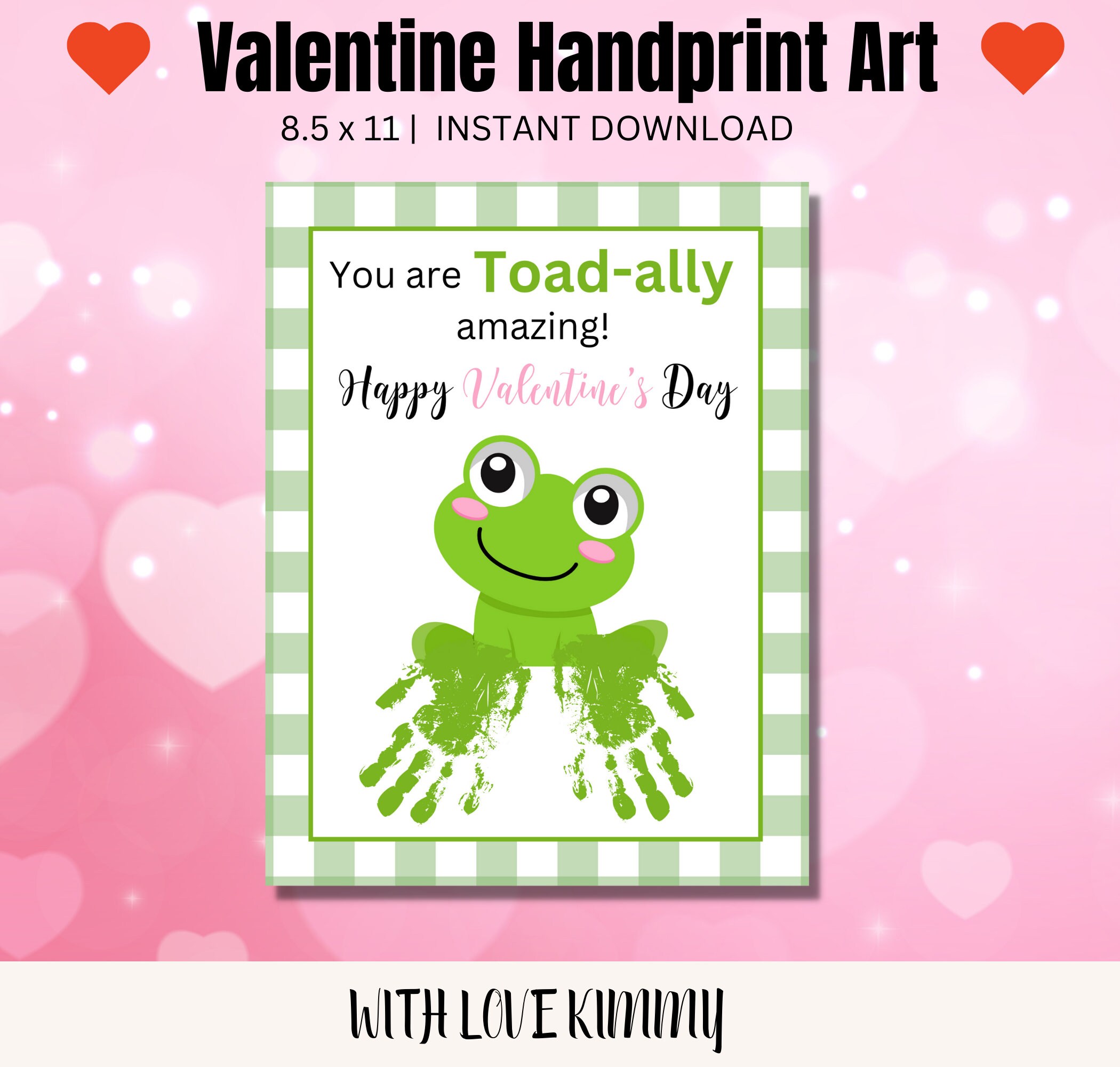 Valentine Handprint Craft ART Printable, Valentine Preschool Art ...