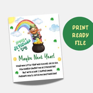 Catch a Leprechaun Letter to Child, St Patricks Day Note, Printable Leprechaun Letter ...